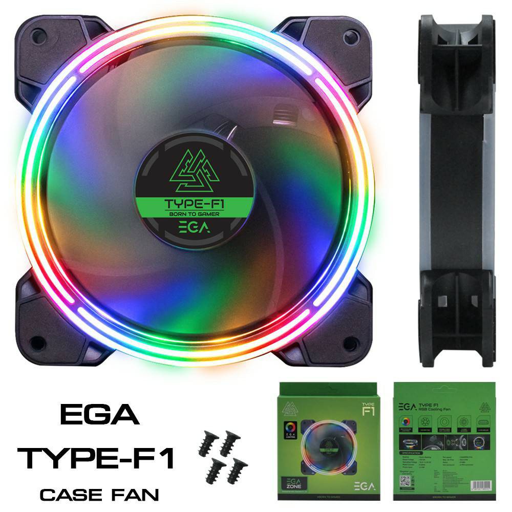 พัดลมเคส RGB EGA Type F1 Cooling FAN PC 120mm พัดลมคอมพิวเตอร์ | Shopee ...