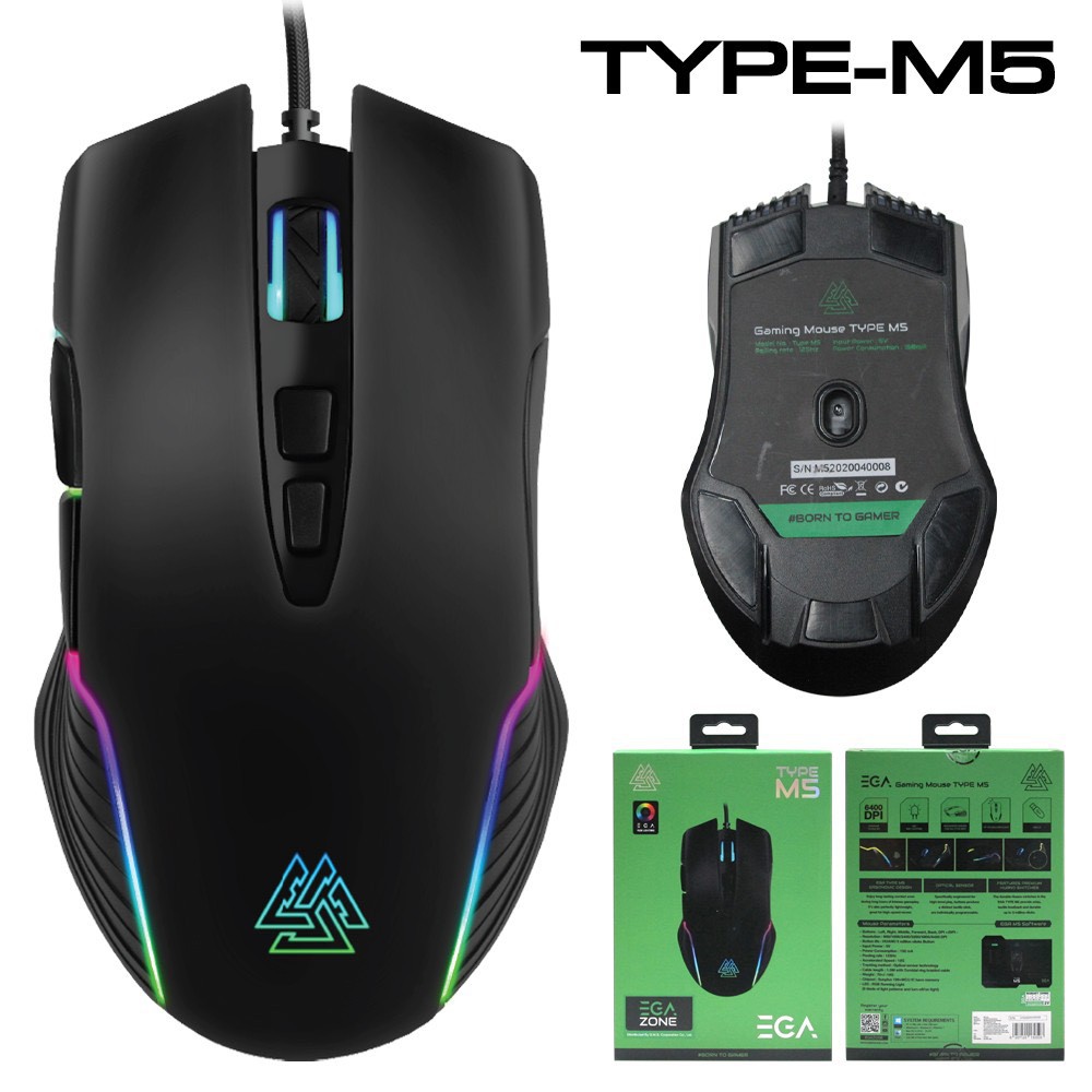 เมาส์มาโคร RGB EGA Type M4/M5 เมาส์เกมมิ่ง Gaming Macro Mouse ประกัน ...