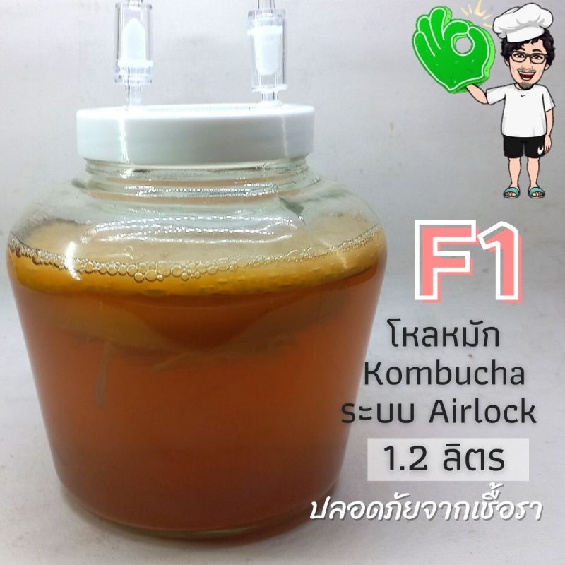 โหลแก้ววินเทจ สำหรับหมัก Kombucha F1 1.2 ลิตร ระบบ Airlock หมดกังวลเรื่องเชื้อรา | Shopee Thailand