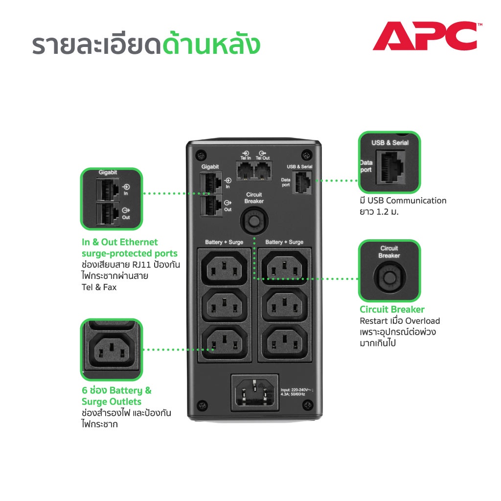 APC Back UPS Pro BR900MI (900VA/540WATT) UPS for Gaming เครื่องสำรองไฟ ...