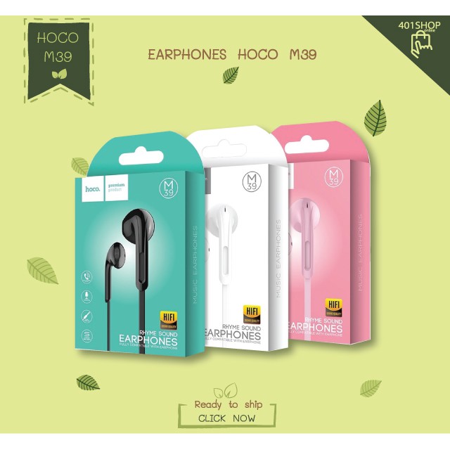 หูฟัง HOCO M39 สัมผัสเสียงสายหูฟัง 3.5 มิลลิเมตร Small Talk พร้อมไมค์ Rhyme Sound Earphones ปรับ ...