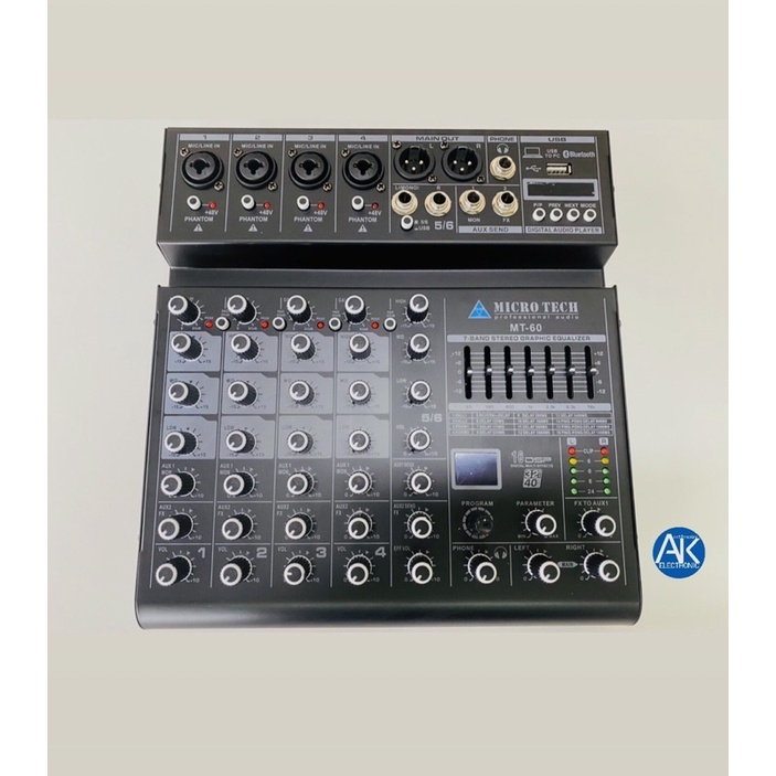 MIXER มิกเซอร์ MICROTECH MT60 6 Channel คาราโอเกะ บลูทูธ เอฟเฟคแท้ USB EQ mix เครื่องเสียง ...