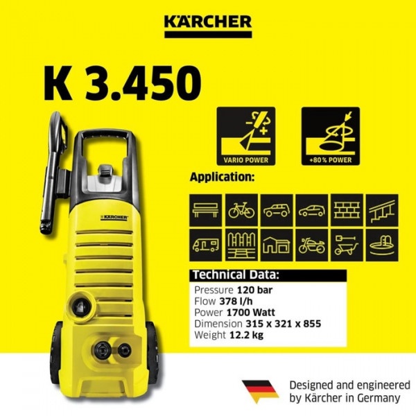KARCHER เครื่องฉีดน้ำแรงดันสูง 120 บาร์ รุ่น K-3.450 มอเตอร์แบบ ...