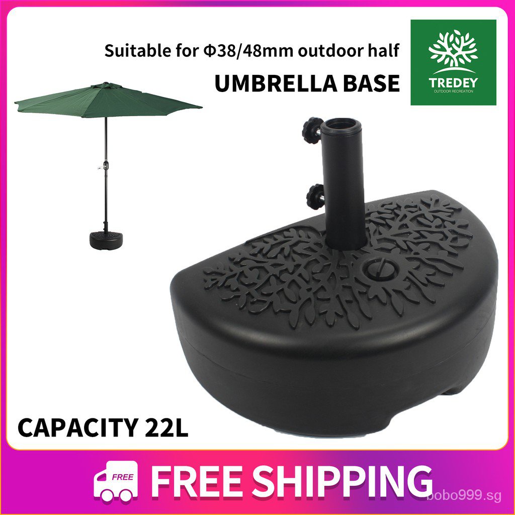 TREDEY 22L Outdoor Half Patio Umbrella Water Injection Base Fillable ...
