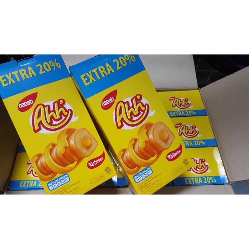 [กล่องใหญ่10 ชิ้น] ขนม Ahh’ รสชีส 20% 1กล่อง มี 10 ห่อ = 210 กรัม ...