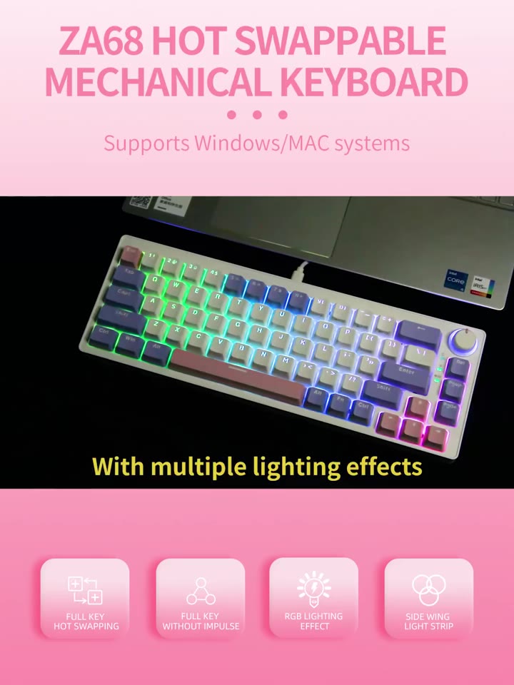 ZIFRIEND ZA68 Pro - คีย์บอร์ดขนาด 65% คีย์บอร์ดไร้สาย Bluetooth ...