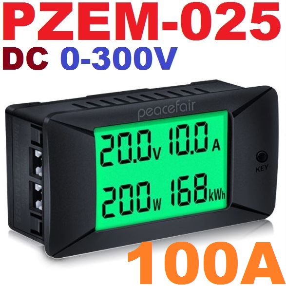 PZEM-025 DC 0-300v 100A Shunt Bidirectional Battery Tester DC Digital ...