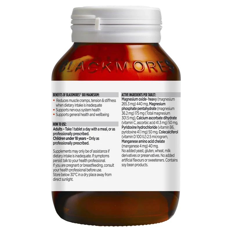 Blackmores Bio Magnesium ADVANCE+D3 50's แบล็คมอร์ส ไบโอ แมกนีเซียม 50 ...