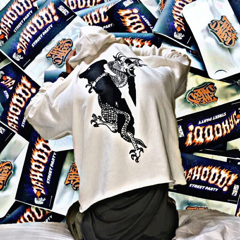 [จุด] MADE IN VLONE China Dragon joint จำกัดขนาดใหญ่ V hoodie hem ทำลาย ...