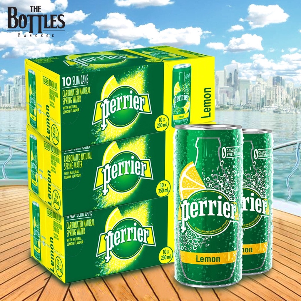 Perrier Sparkling Mineral Water Lemon 250 Ml x 30 Cans | Shopee Thailand
