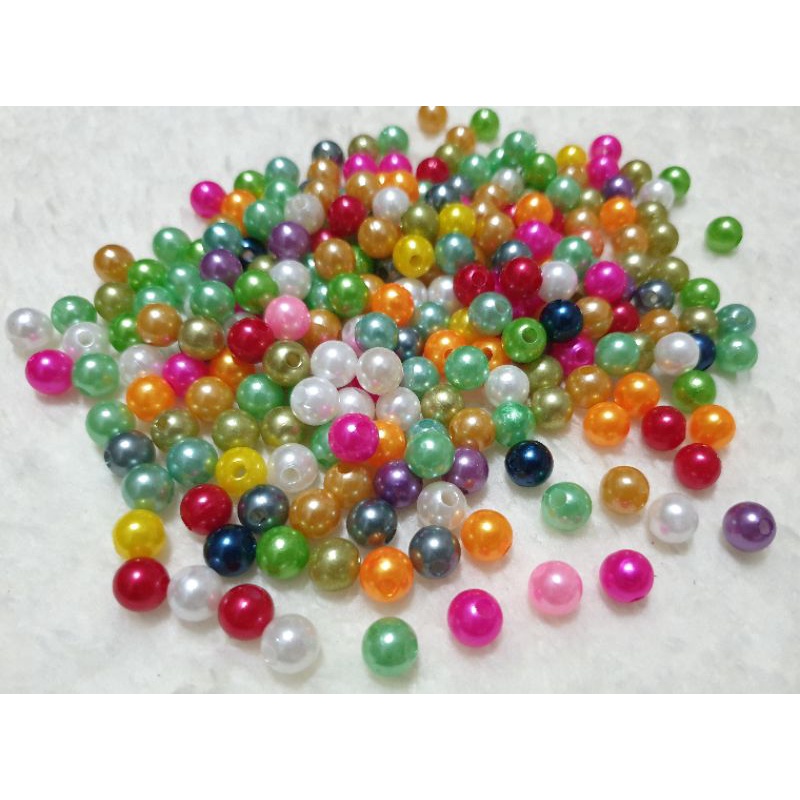 ลูกปัดมุก 6 มิล (15 กรัม) ลูกปัดมีรู มุกเคลือบ ลูกปัด | Shopee Thailand