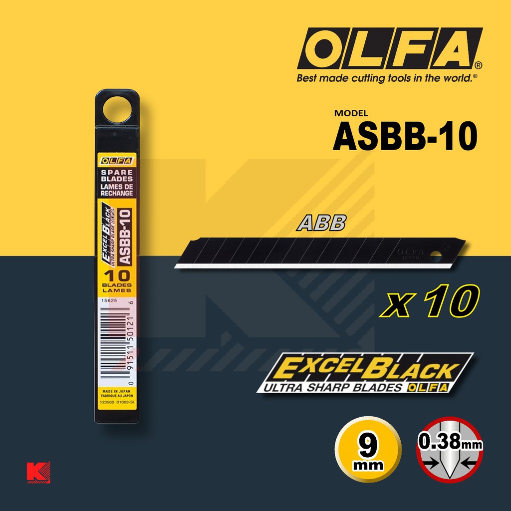 ใบคัตเตอร์ OLFA รุ่น ASBB-10 (ใบเล็กมาตราฐาน 80 มม. ปลายแหลม 45 องศา) | Shopee Thailand