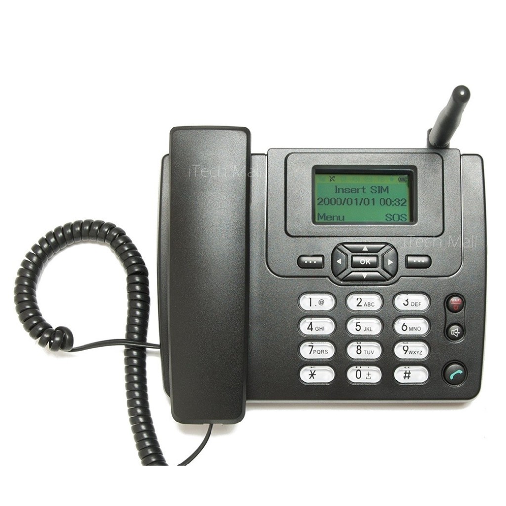Wireless GSM Desk PhoneMobile Home Office Desktop Telephone Support Sim ...