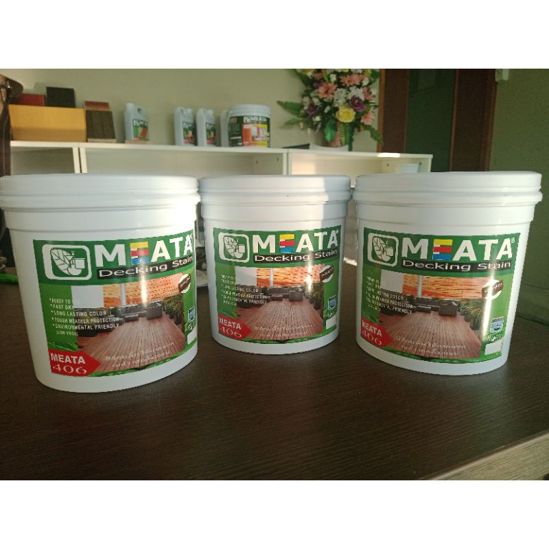 สีย้อมไม้ (สูตรน้ำ) MEATA DECKING STAIN (สำหรับงานพื้นไม้ ,พื้นไฟเบอร์ ...