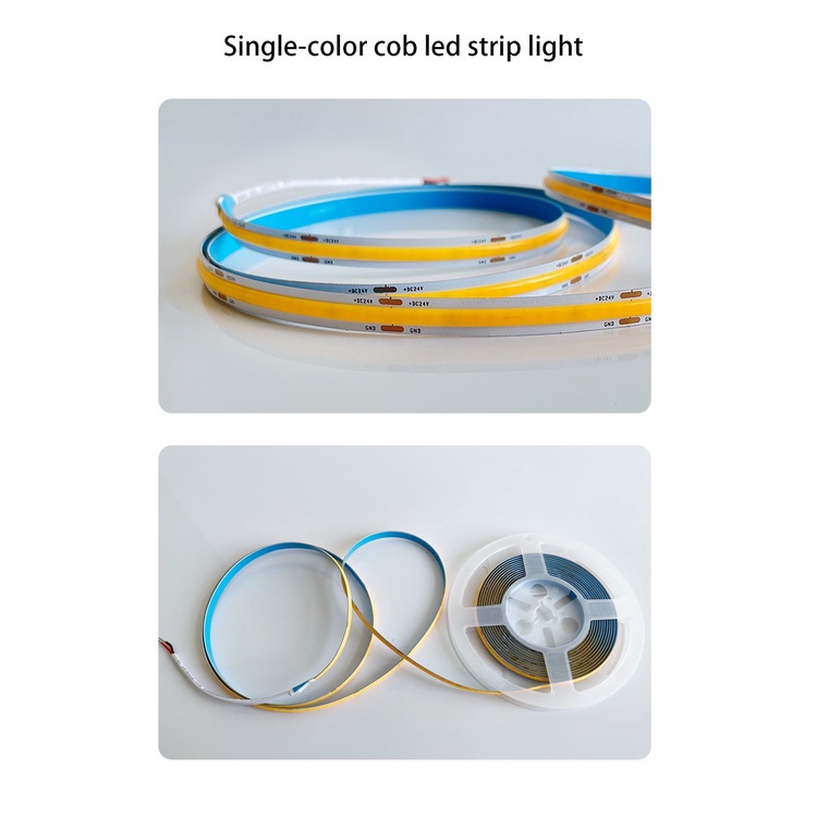 ไฟริบบิ้น COB Dc12v 24V 480 LEDs COB LED Strip ความสว่างสูงที่ยืดหยุ่น ...