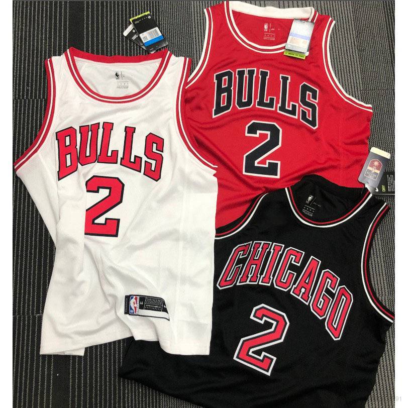 เสื้อกีฬาแขนกุด ลายทีม NBA Jersey Chicago Bulls No.2 BALL พลัสไซซ์ 2021 ...