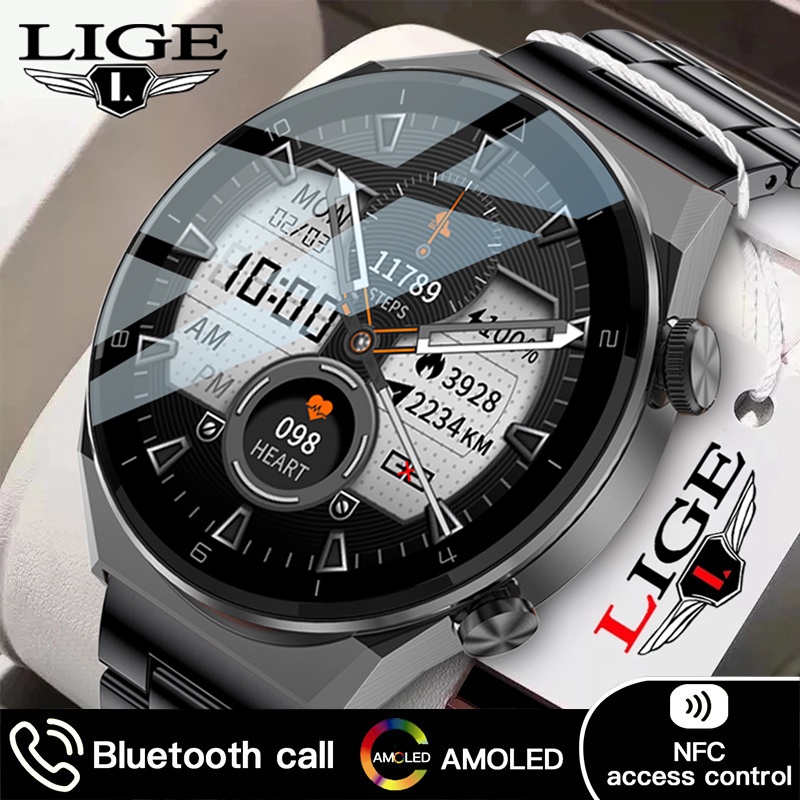 LIGE nfc smartwatch IP68 กันน้ํากีฬาฟิตเนสติดตามอัตราการเต้นของหัวใจการ ...