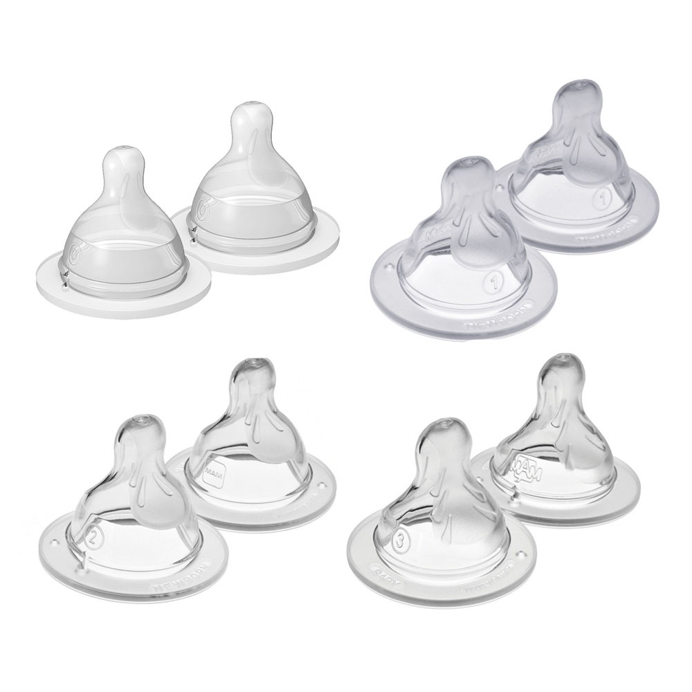 MAM จุกนมสำหรับขวดนม MAM Level 0-3 [2 ชิ้น] จุกนมเด็กอ่อน จุกนมทารก ...