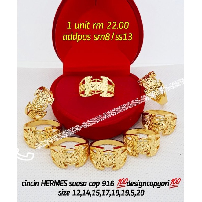 แหวน Hermes Kece Cop 916 designcopyori | Shopee Thailand
