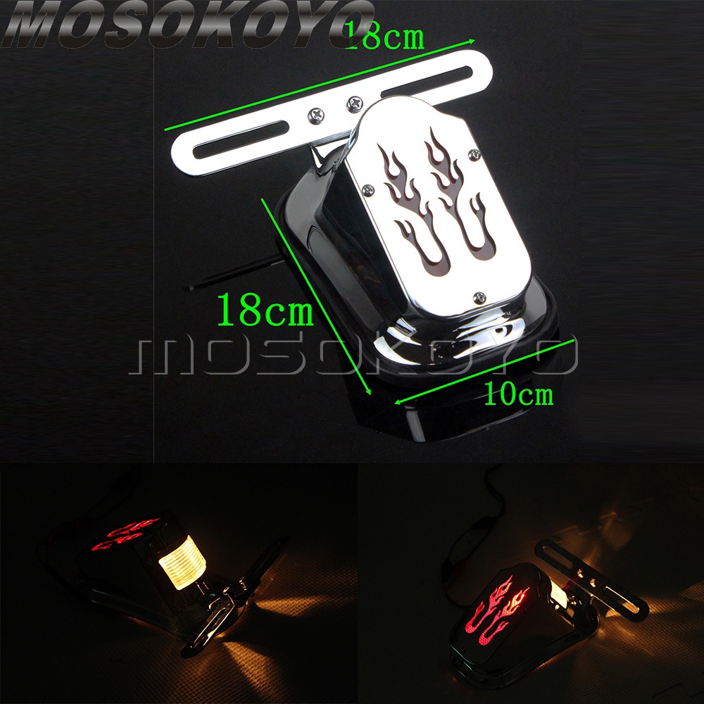 MD-อลูมิเนียม Tombstone Skull ไฟท้ายสำหรับ Harley Chopper Bobber ...