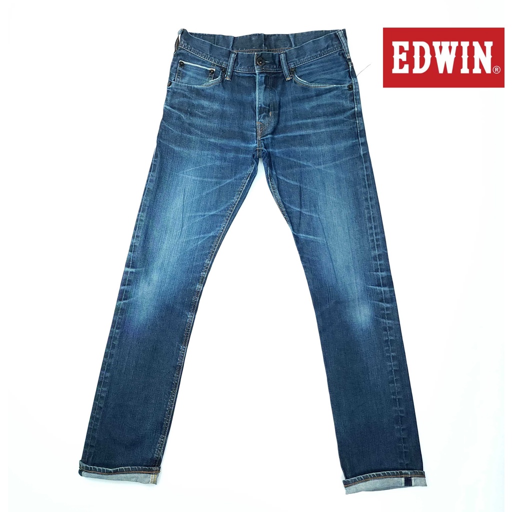 ยีนส์ริมแดง Selvedge Edwin เอว 33-34 เฟดสวย ผ้ายืดนิดๆ ขากระบอกเล็ก | Shopee Thailand
