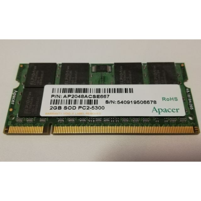 Apacer RAM 2GB SOD PC2-5300 แรมโน๊ตบุ๊ค | Shopee Thailand