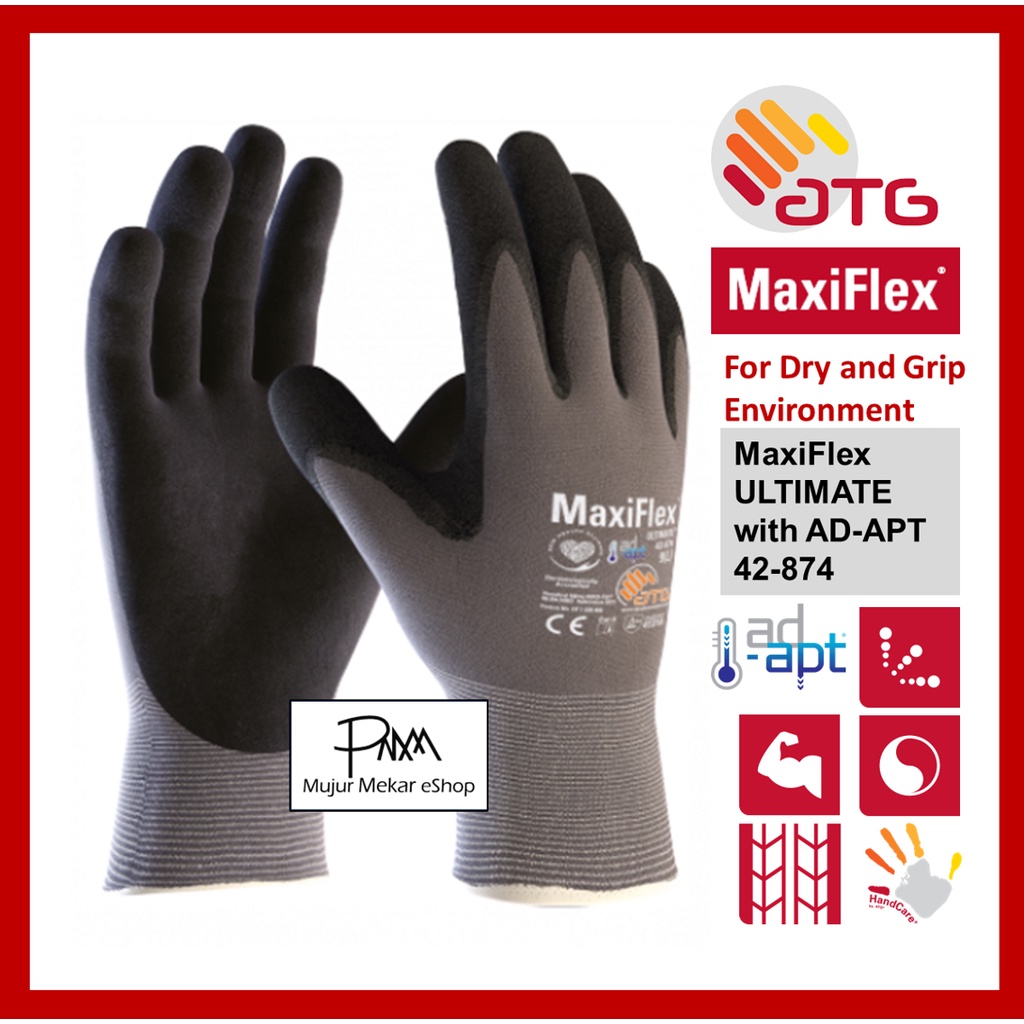 ถุงมือกอล์ฟ ATG MaxiFlex Ultimate 42-874 พร้อมถุงมือระบายอากาศ AD-APT ...