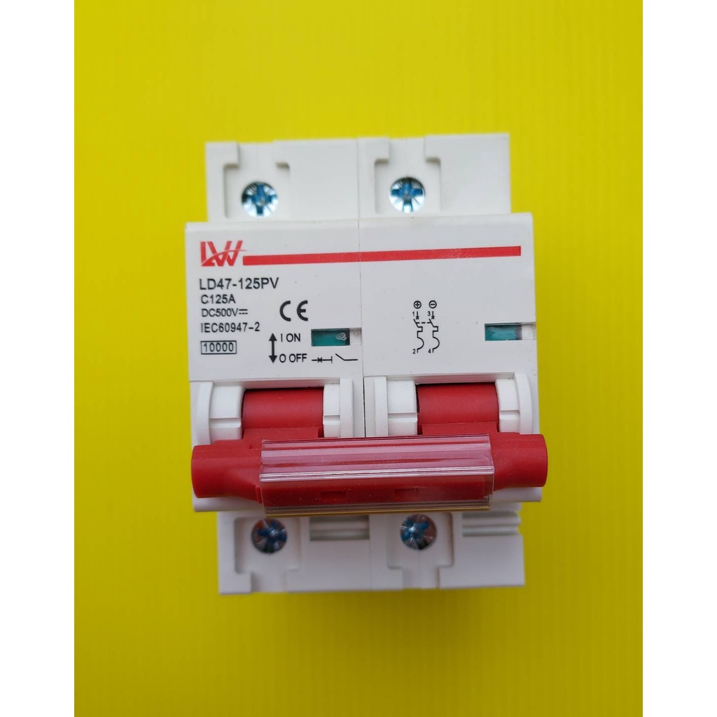 LW DC Circult Breaker 500V 125A 2P, MCB Solar Cell เบรคเกอร์ไฟฟ้า ใช้กับไฟ DC ใช้กับระบบโซล่าร์ ...