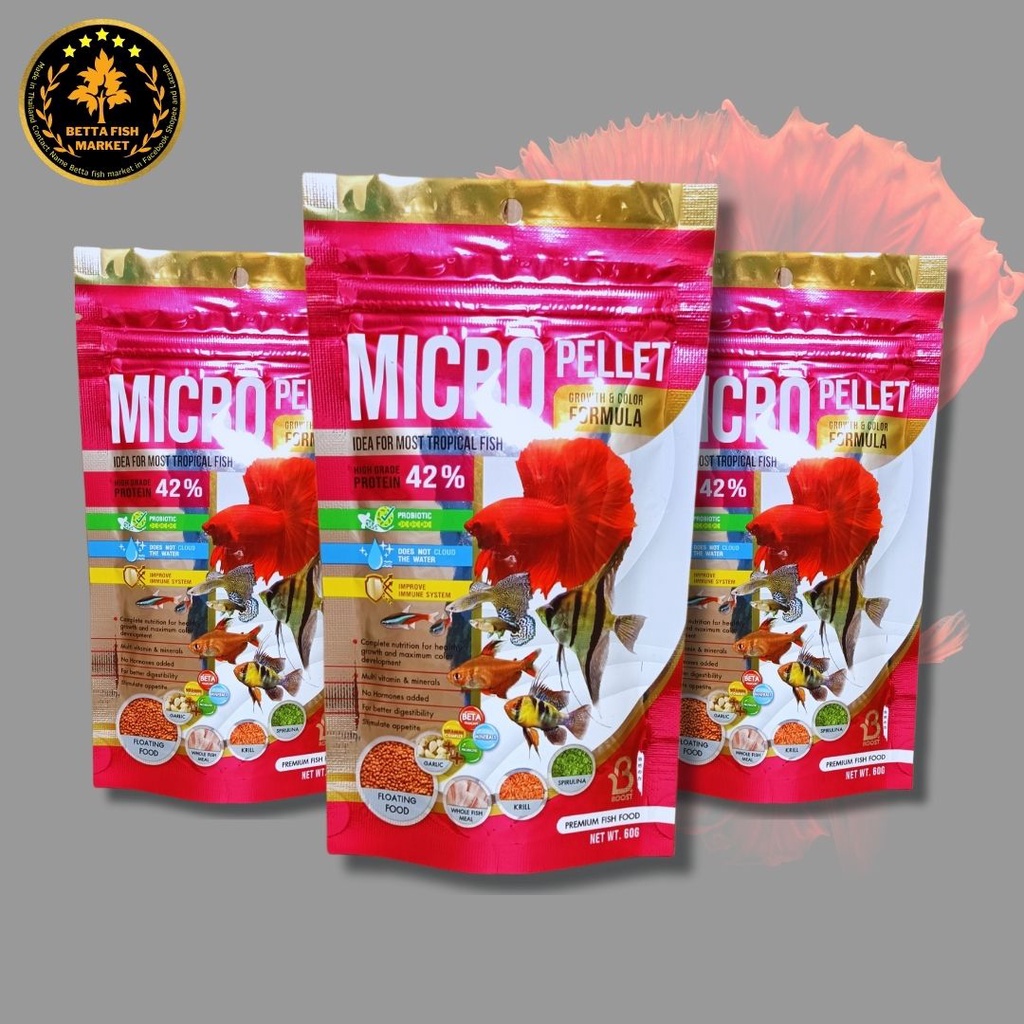 BOOST MICRO Pellet อาหารปลากัด และ ปลาสวยงามขนาดเล็ก MICRO Pellet 60 g ...