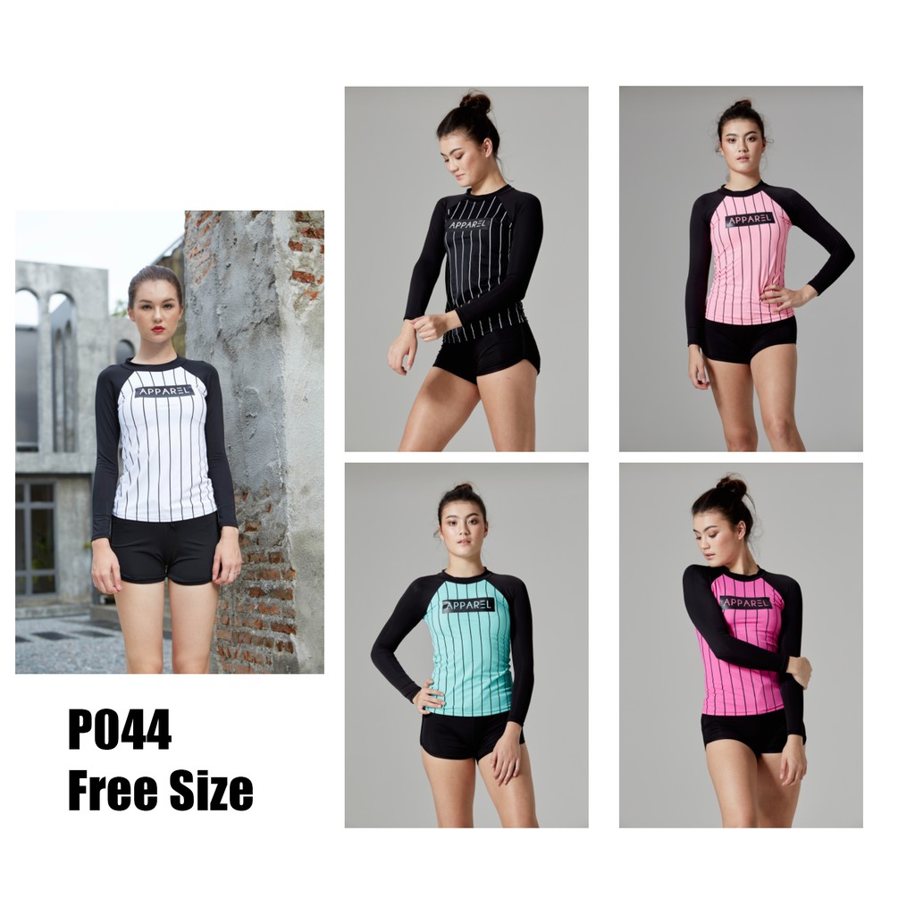 [Clearance] ชุดว่ายน้ำแขนยาวสีมิ้น พร้อมกางเกงขาสั้น รุ่น p044 | Shopee Thailand