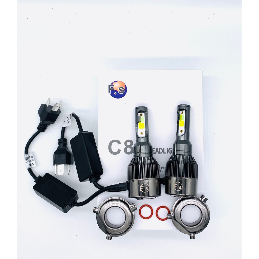 *ไฟหน้าLED 1คู่ LED C8 3สี ขั้ว H1 /H4 /H7 (H8/H9/H11) (9005/HB3) (9006/HB4) รับประกัน 15วัน 12V ...