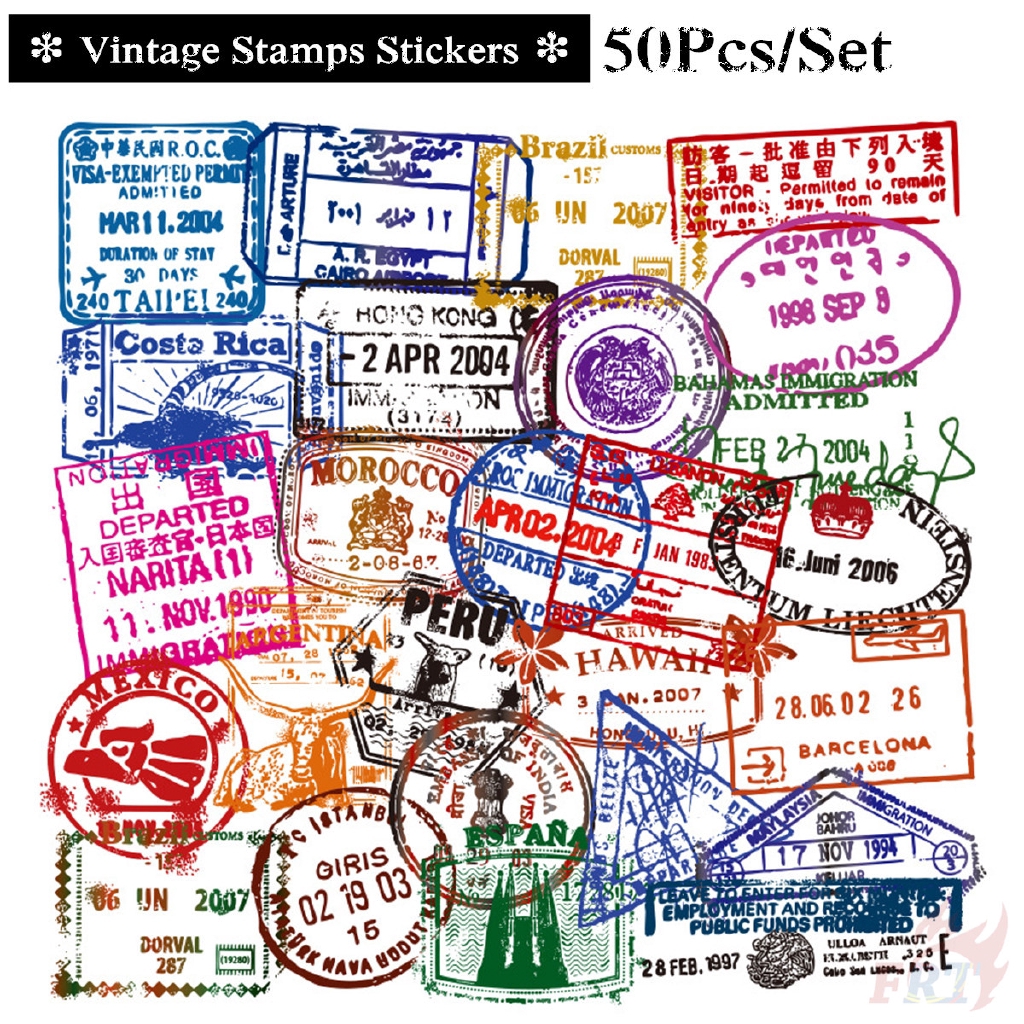 Retro Vintage Stamps Series 01 Transparent สติ๊กเกอร์ 50Pcs/Set DIY ...