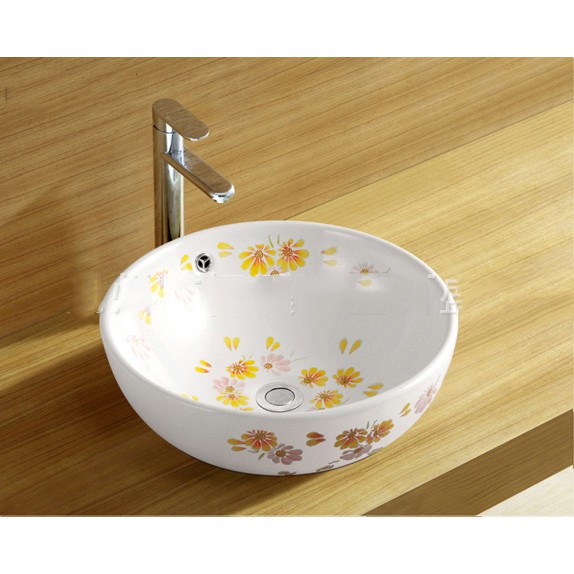 (ลดเพิ่ม40% ใส่โค้ด GRAD88 ลดสูงสุด80บาท)อ่างล้างมือทรงกลมเซรามิกลาย ...