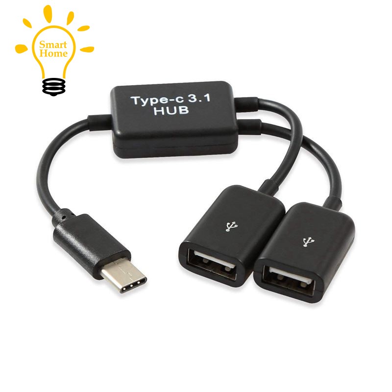 Type C OTG USB 3.1 Male to Dual 2.0 Female OTG Charge 2 Port HUB Cable ...