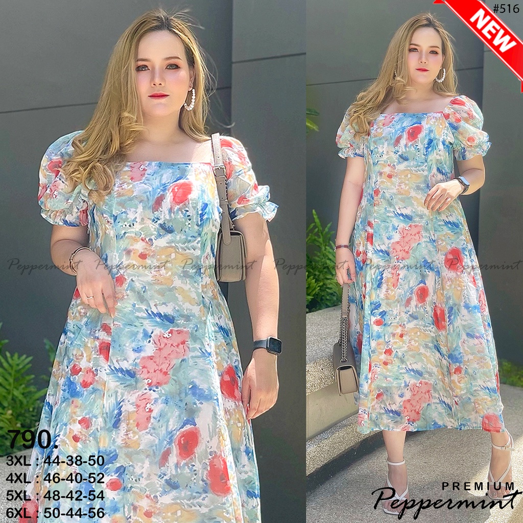 งานป้าย พรีเมียม นำเข้า เดรสเจ้าหญิงในตำนาน SizeXL-6XL Peppermint PlusSize (516 526) | Shopee ...