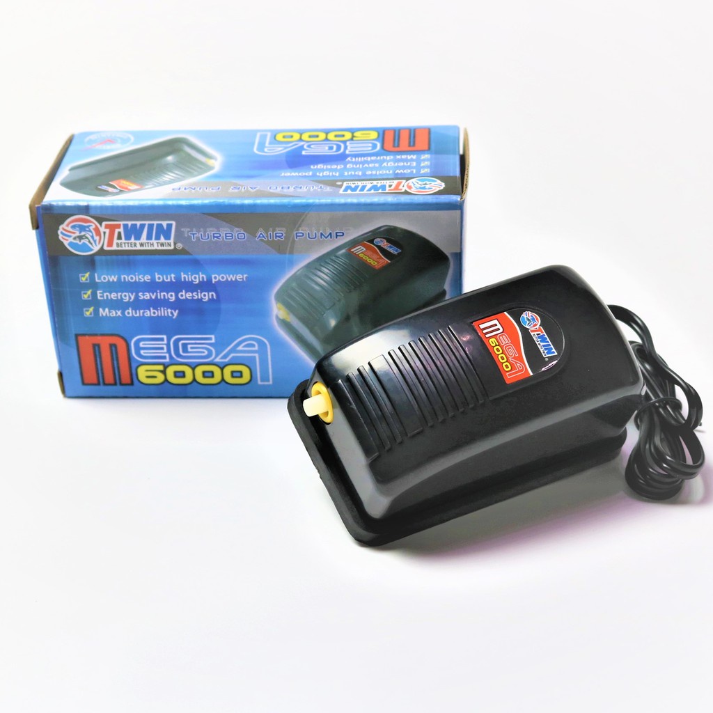 ปั๊มลมตู้ปลา 1 ทาง MEGA 6000 ปั๊มลมออกซิเจน | Shopee Thailand