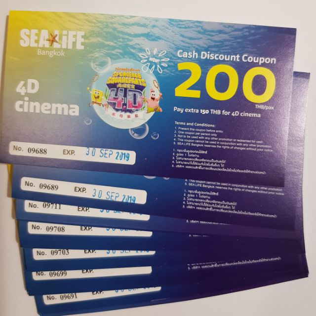 Sealife Bangkok 4d cinema ซีไลฟ์ บัตรส่วนลด200 บาท บัตรส่วนลดอาหาร | Shopee Thailand