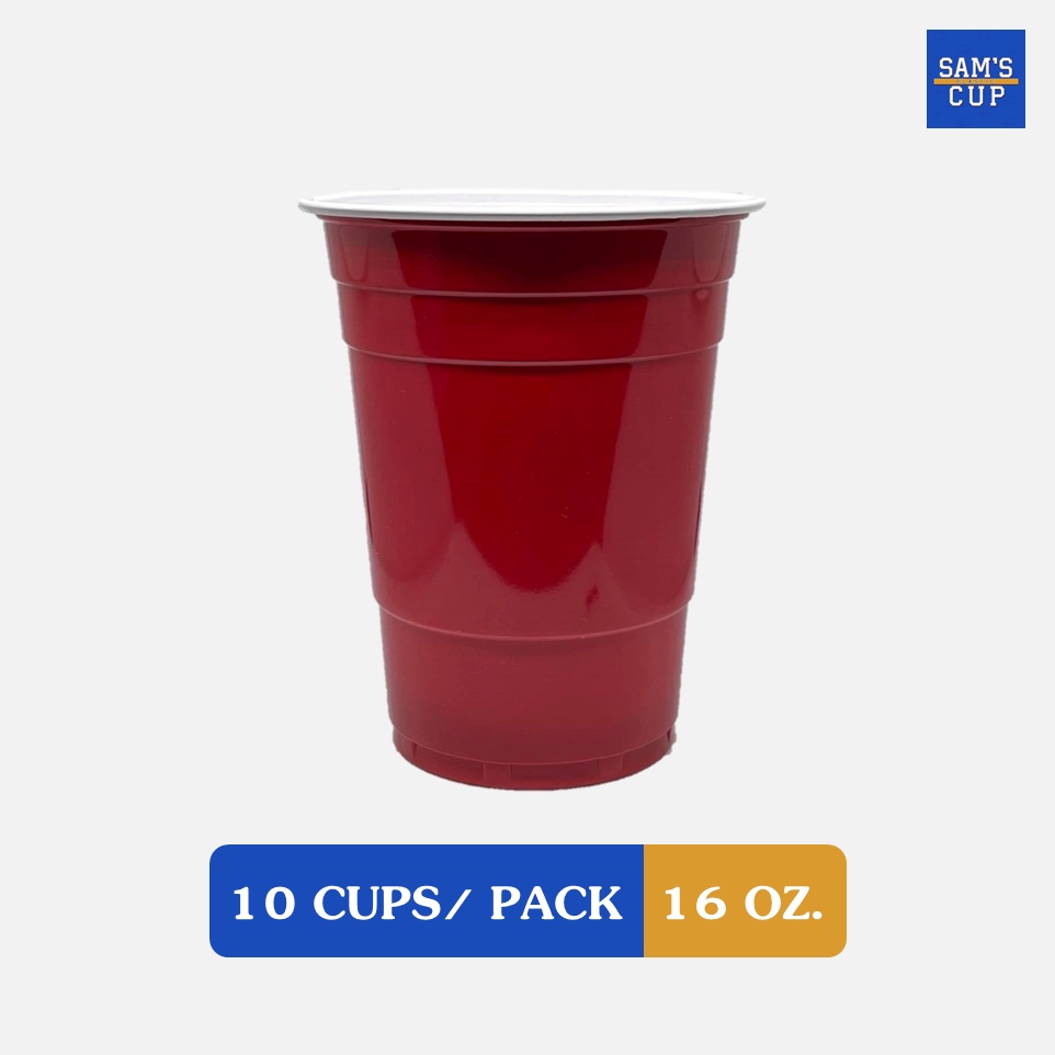 Sam’s Plastic Cup แก้วแดงปาร์ตี้ 10ใบ ขนาด 16 oz. แก้วแดง Red cup ...