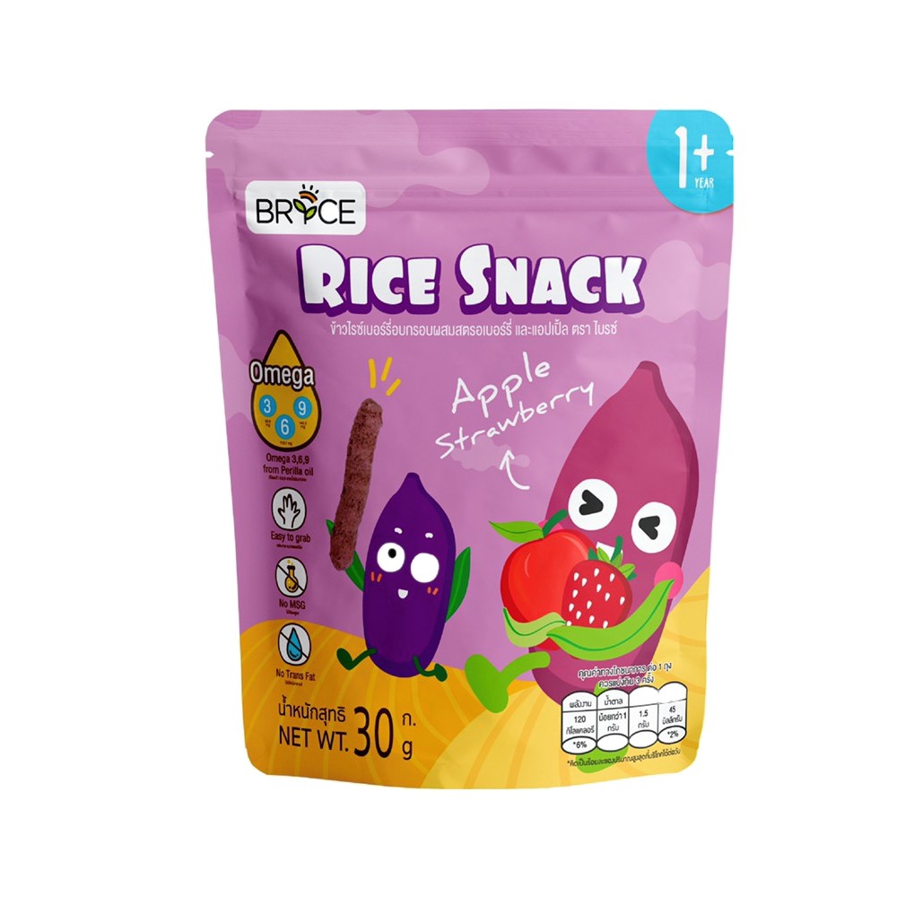 Brice Rice snack ข้าวไรซ์เบอร์รี่อบกรอบผสมสตรอเบอร์รี่และแอปเปิ้ล 1ห่อ ...