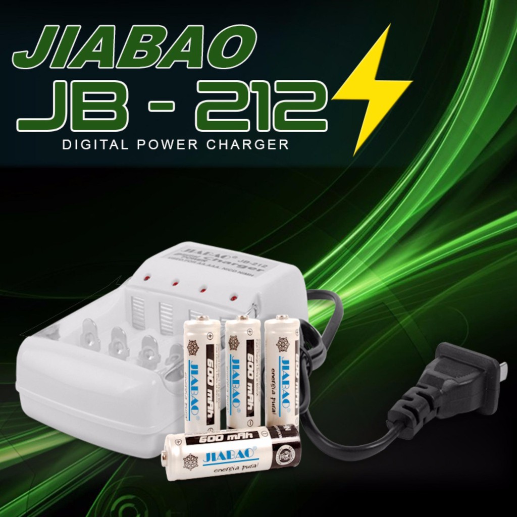 JIABAO เครื่องชาร์จแบตเตอรี่ NICD-NiMH JB-212 พร้อมถ่านชาร์จ 600mAh AAx4 ก้อน | Shopee Thailand