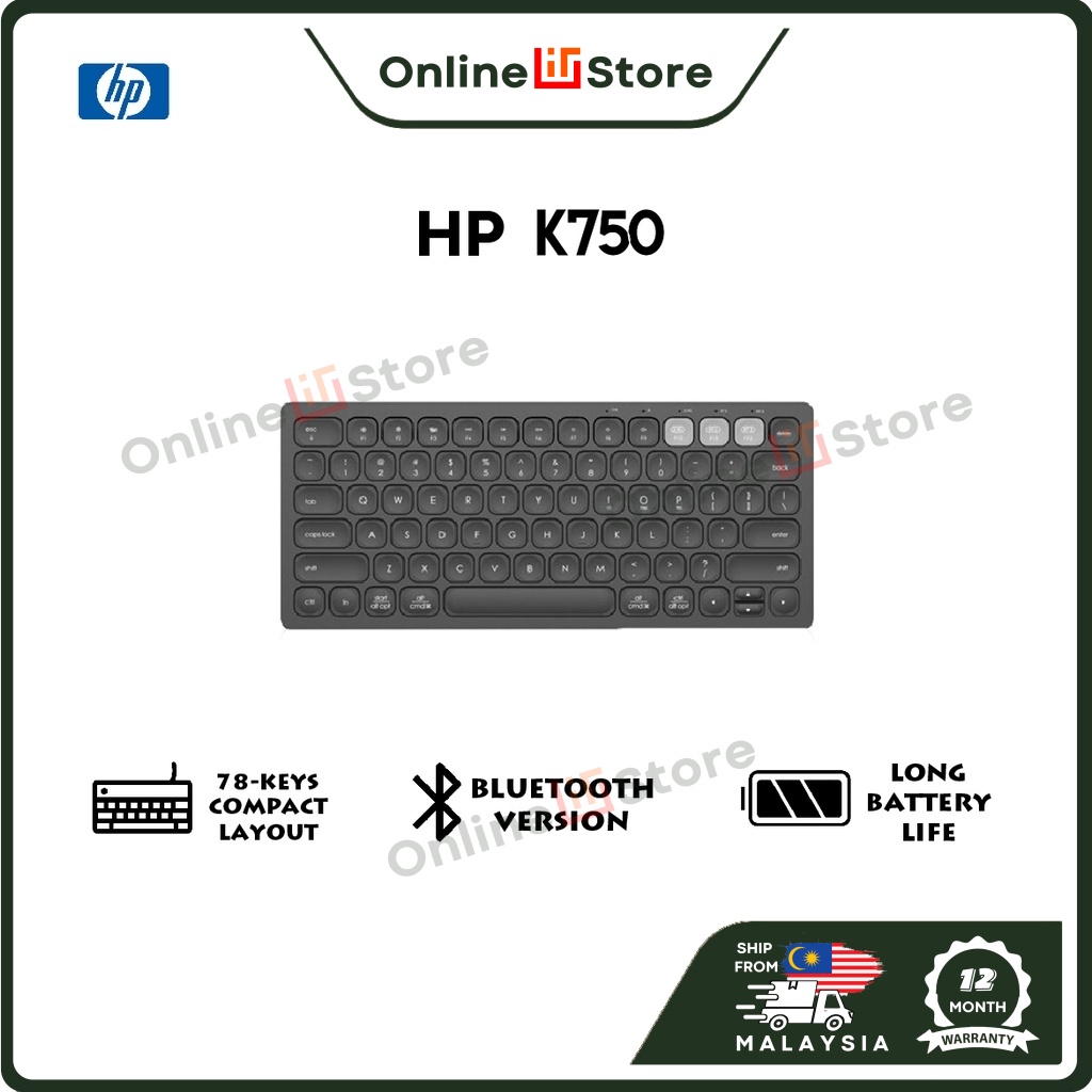 Hp K750 คีย์บอร์ดบลูทูธไร้สาย โหมดคู่ โน้ตบุ๊ก คอมพิวเตอร์ โทรศัพท์มือถือ เมาส์ คีย์ออฟฟิศ ...