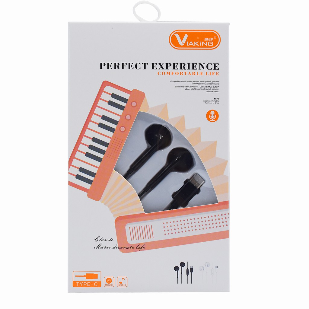 Viaking หูฟังมือถือ แบบแจ็คกลม 3.5มม. และ หูฟัง แบบType C มีไมค์ในตัว ...