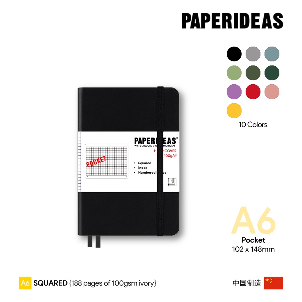 Paperideas A6 Squared Hardcover Notebook - สมุดโน๊ตเปเปอร์ไอเดีย A6 ปก ...