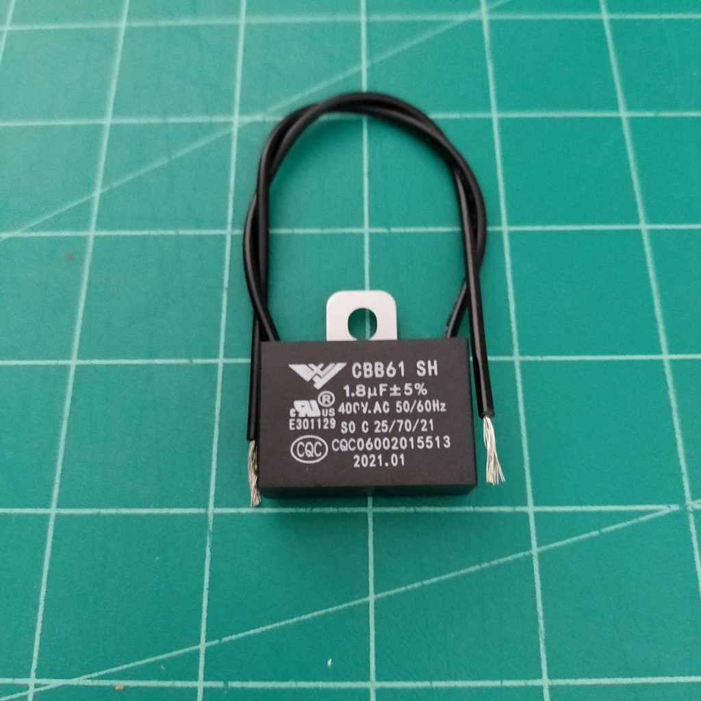 คาปาซิเตอร์ Capacitor C พัดลม 400V 1.5uF 1.8uF 2uF #ปีกนก-สายไฟ (1 ตัว) | Shopee Thailand