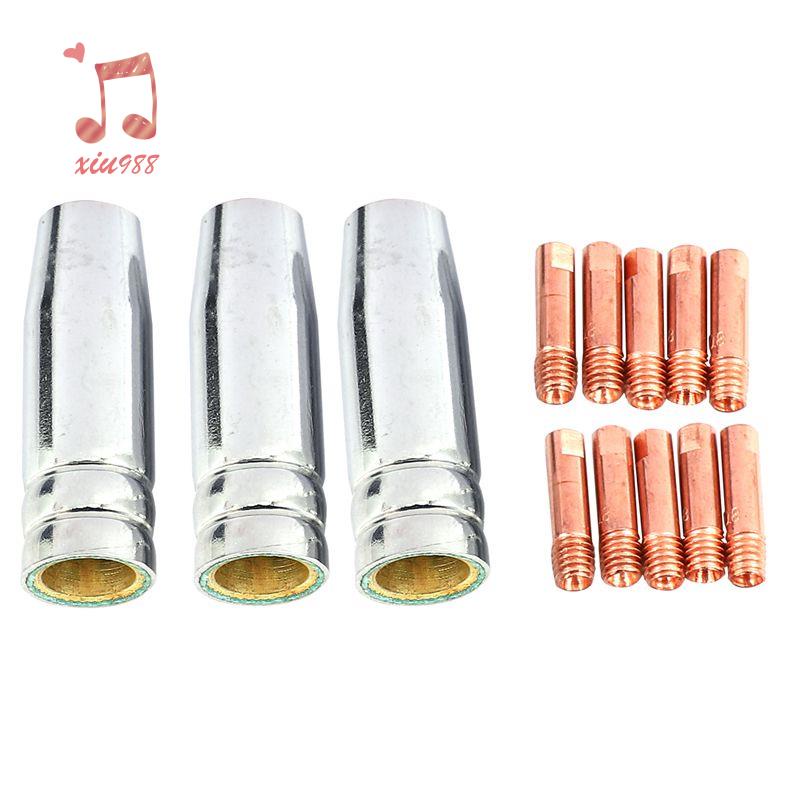 13Pcs CO2 Mig Welding Torch Aircooled MB 15AK Contact Tip Holder Gas Nozzle 0.8mm Welder Shield ...