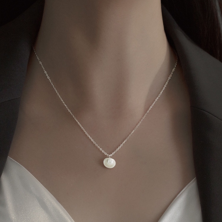 สร้อยคอมุก เปลือกหอยมุกเงินแท้ 925 สวยเก๋ น่ารักเบาๆสไตล์มินิมอล ...