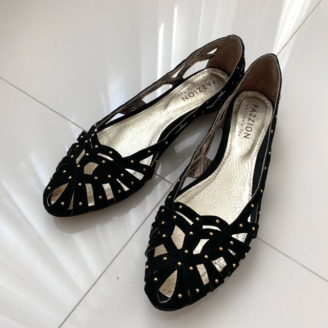 Pazzion รองเท้าส้นแบน สีดำ ไซส์35-36 | Shopee Thailand