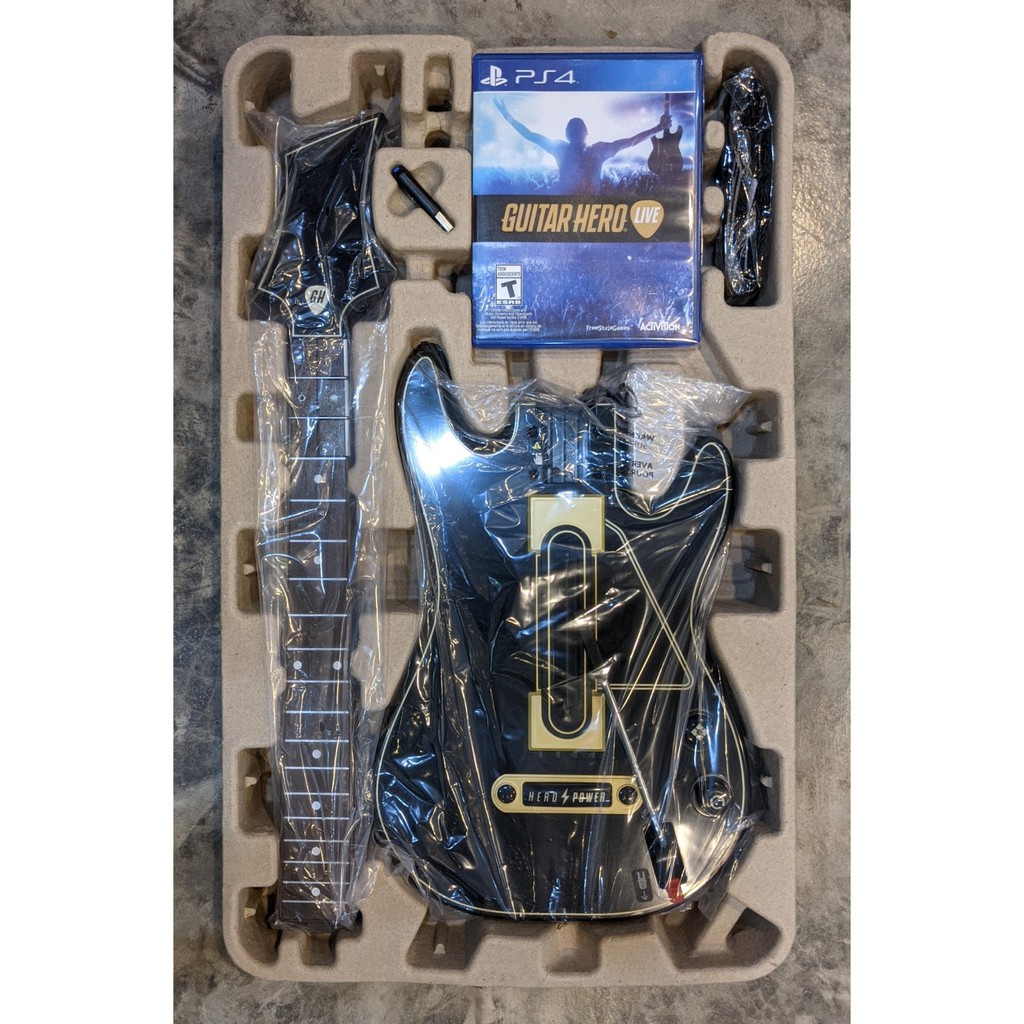 ชุด PS4 Guitar Hero Live มือสอง พร้อมเล่น (แผ่นเกม + จอยกีต้าร์ + usb dongle + สายสะพาย ...