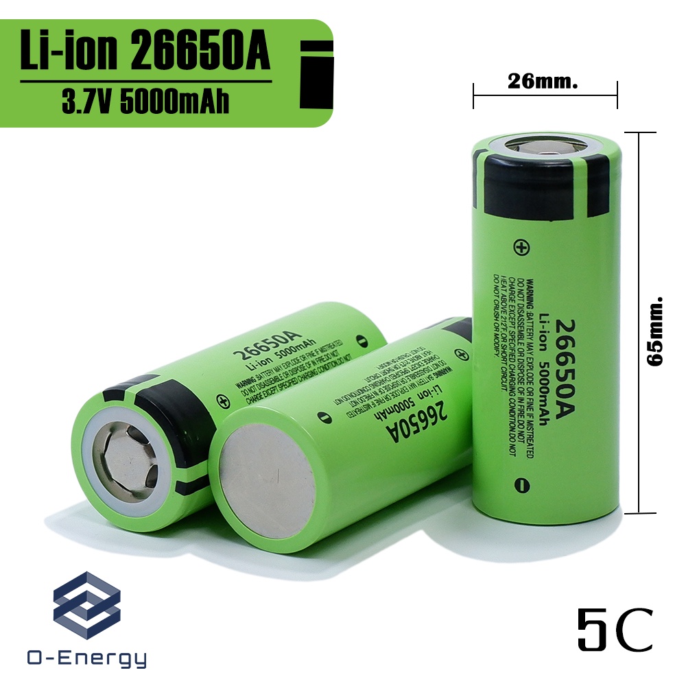 ถ่านชาร์จ Li-ion Panasonic 26650A 3.7V ความจุ 5,000mAh. ของแท้ ปลดปล่อย ...