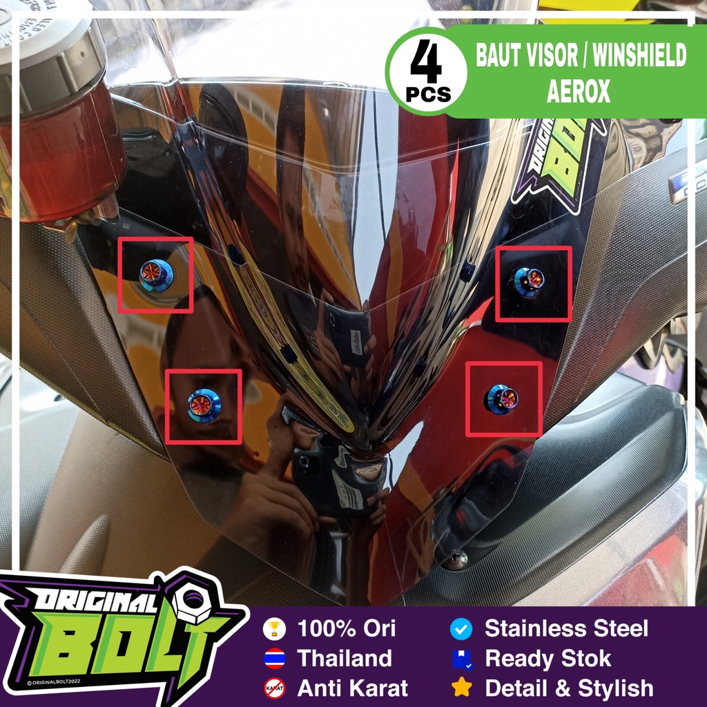 [4 ชิ้น] Winshield Visor Bolts Aerox Probolt Heng Thailand Stainless ...